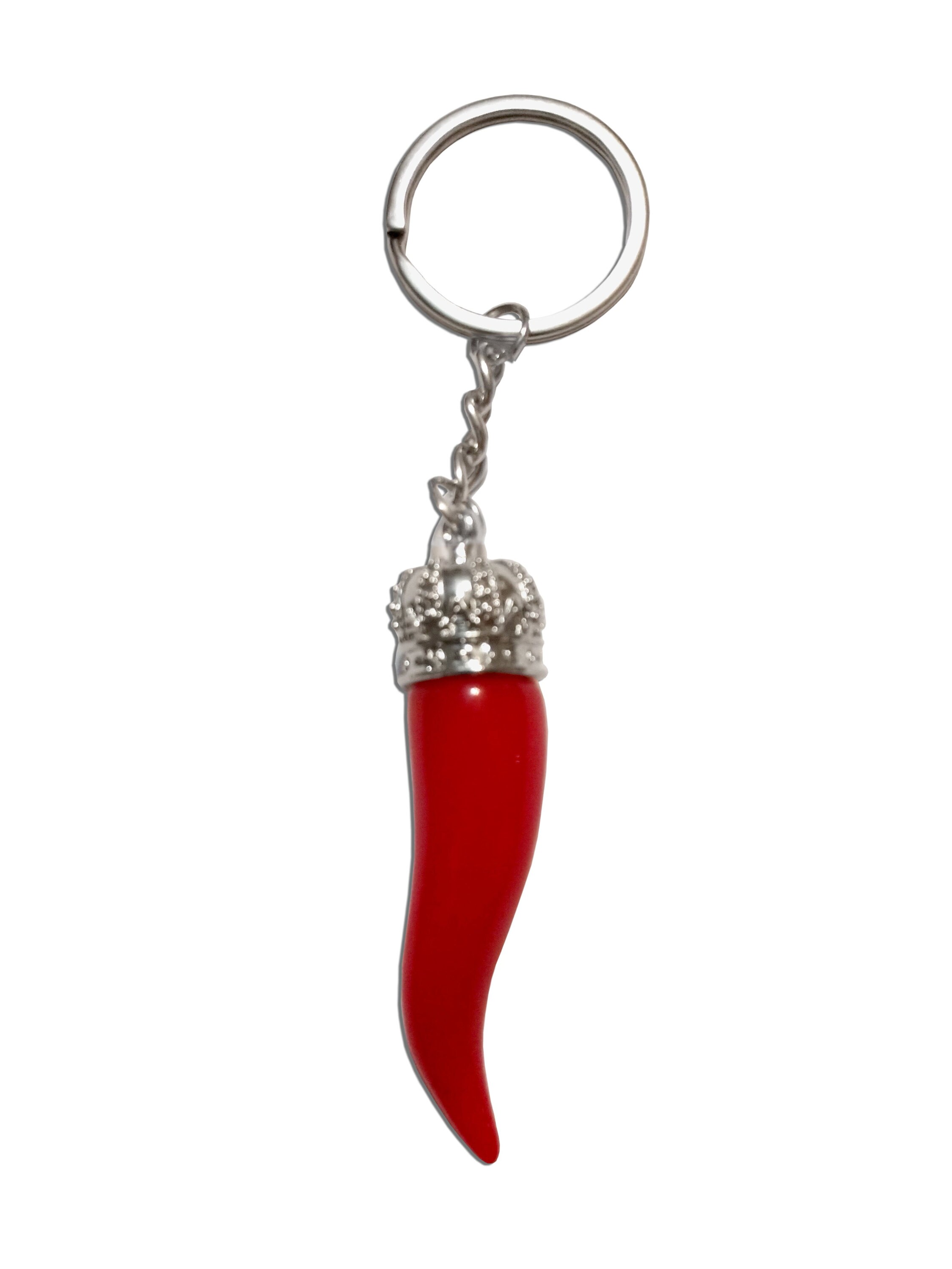 Llavero de cuerno italiano Rojo con cadena de plata - Etsy España