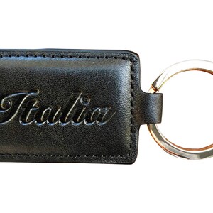 Italia Keychain Black Embossed Leather - Etsy
