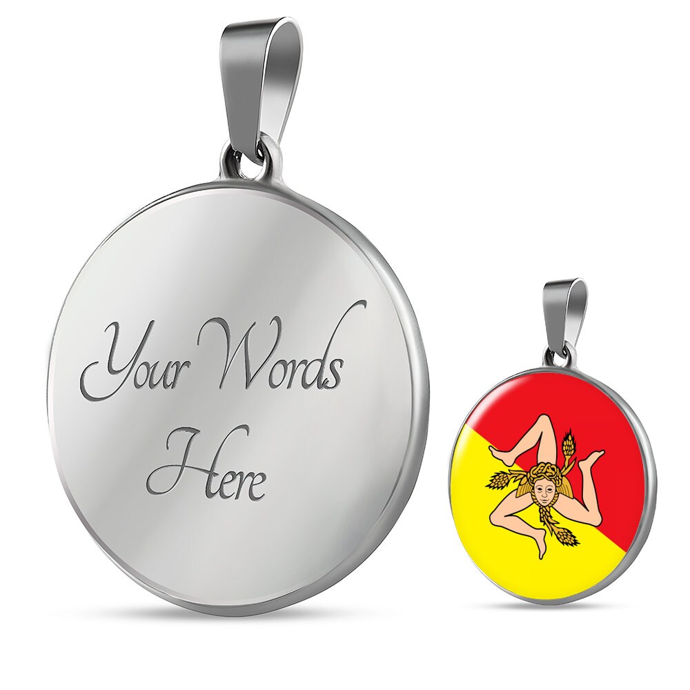 Sicilian Flag With Circle Pendant Necklace - Etsy