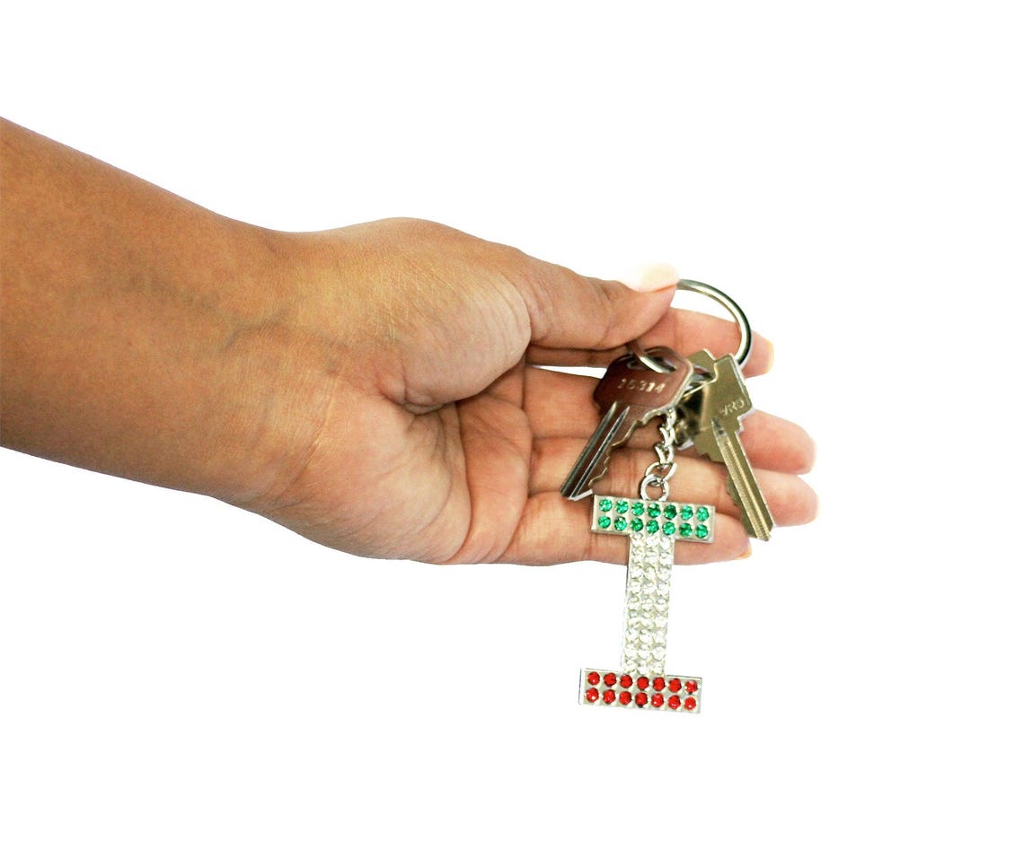Italian Flag Jeweled Letter "i" Keychain - Etsy
