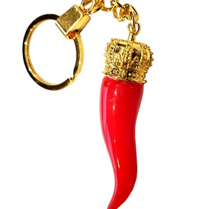 Italian Horn Keychain Red With Gold Chain - Etsy
