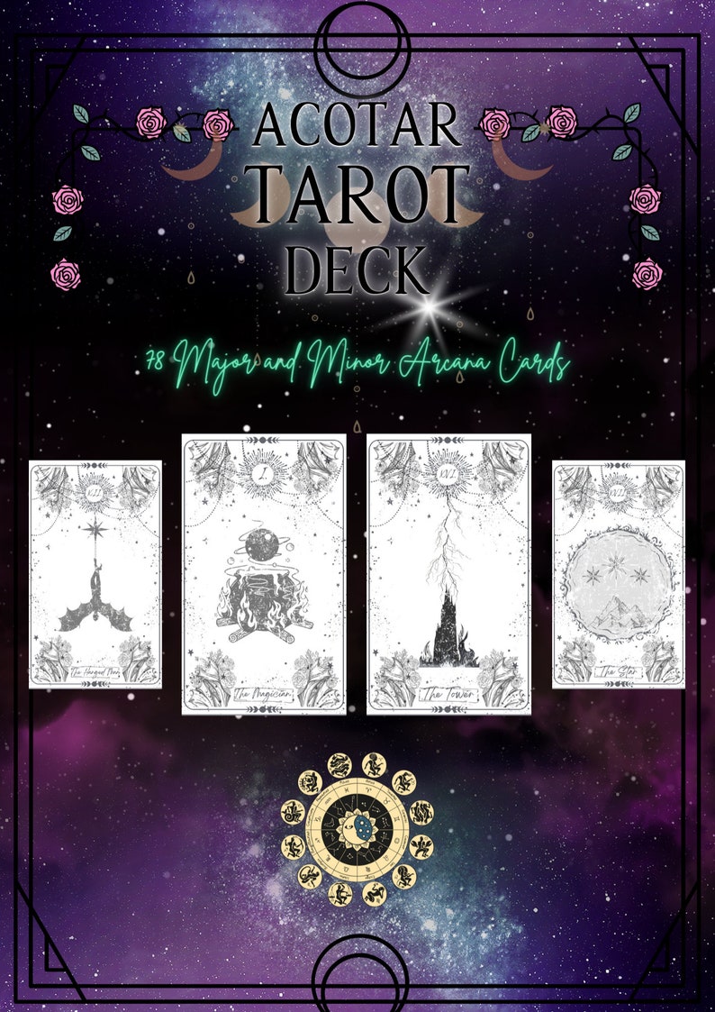 ACOTAR Inspired Tarot Deck Purple - Etsy UK