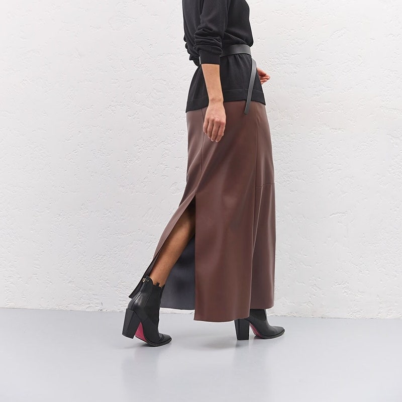 Leather Maxi Skirt - Etsy
