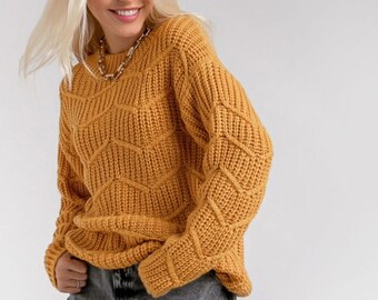 Yellow Knit Sweater | Etsy