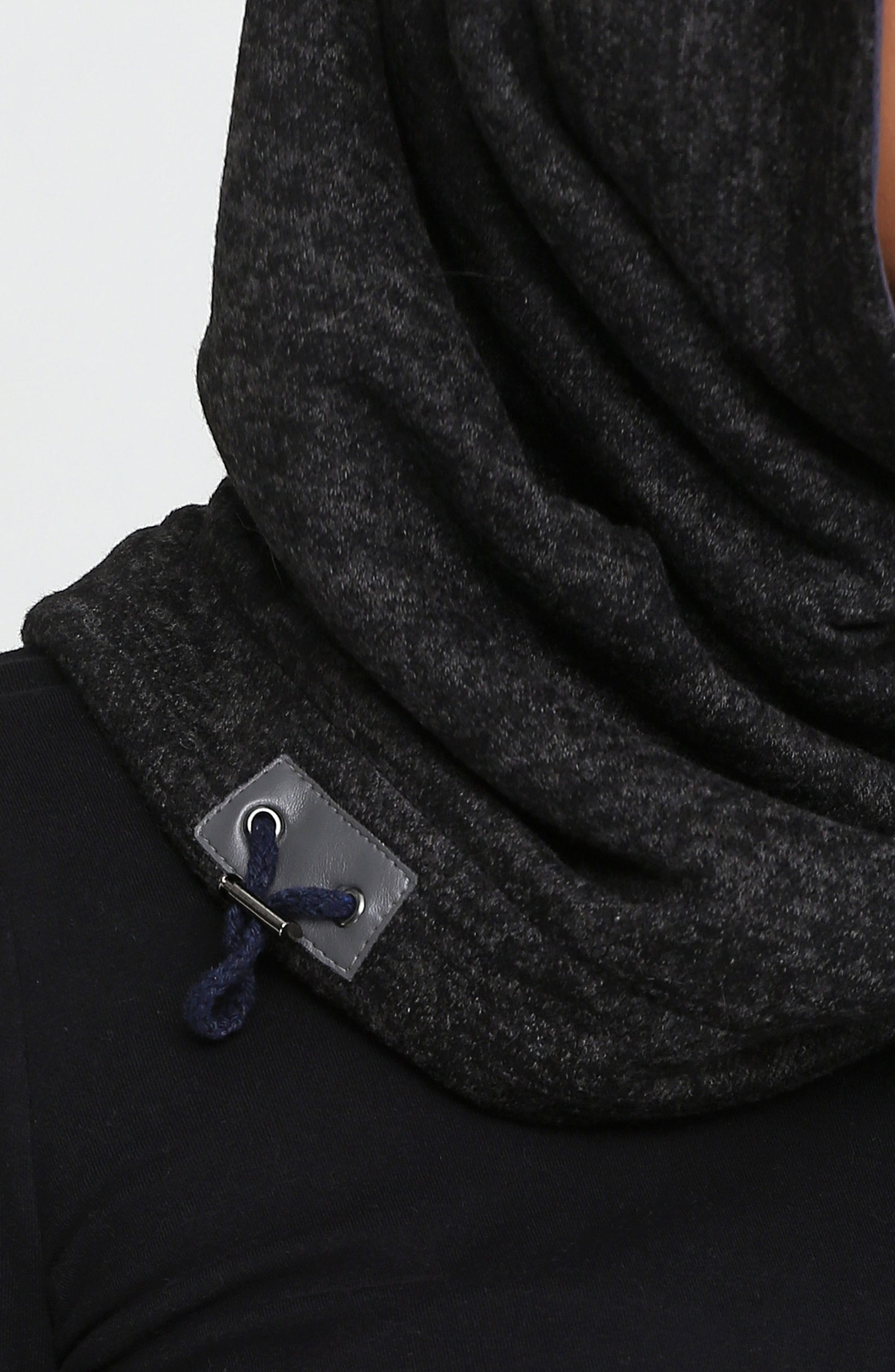 Black Hooded Scarf Dark Gray Fleece Snood Women Snood - Etsy