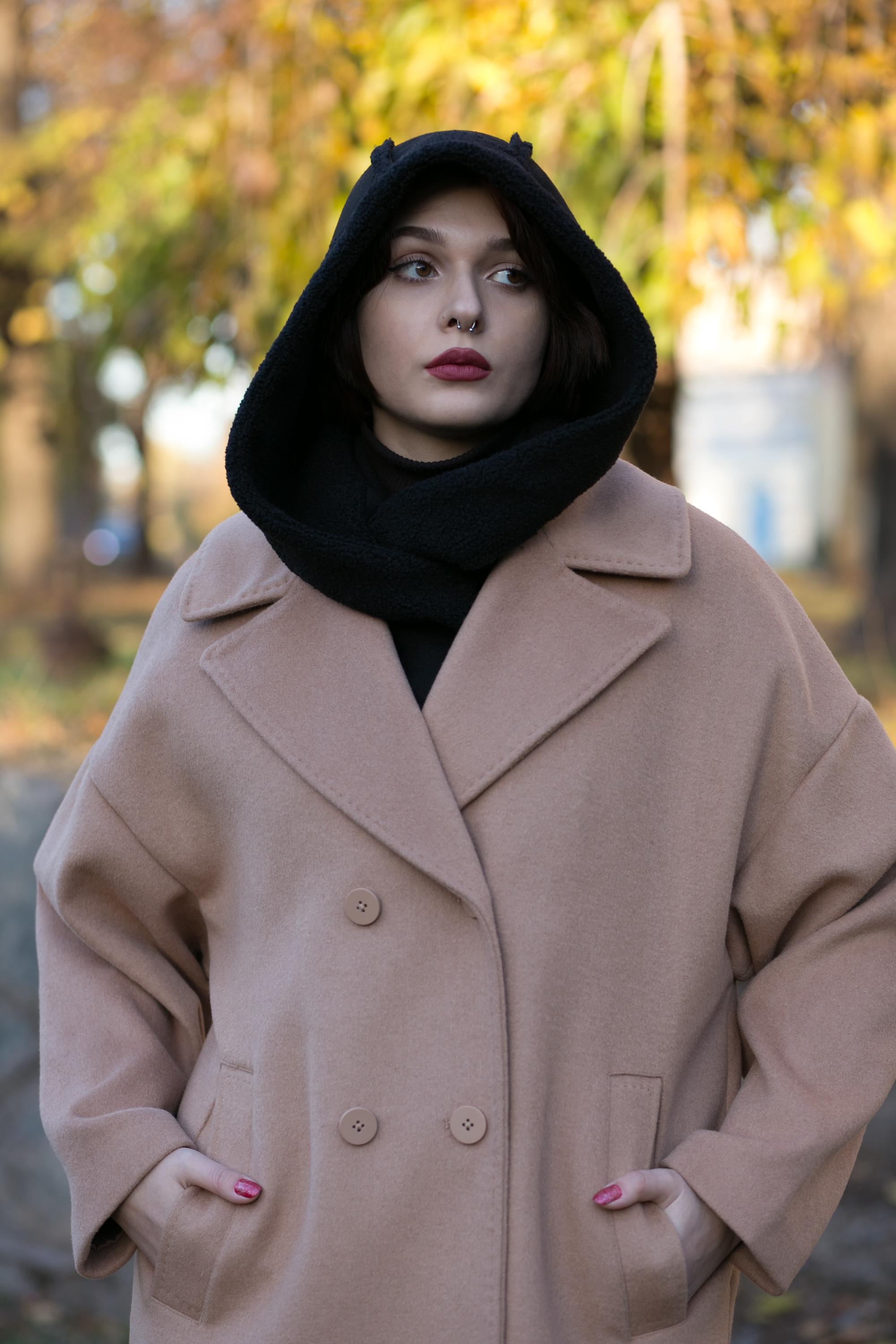 Warm Faux Suede Furry Detached Hooded Scarf Maxi Winter Cowl Hood - Etsy