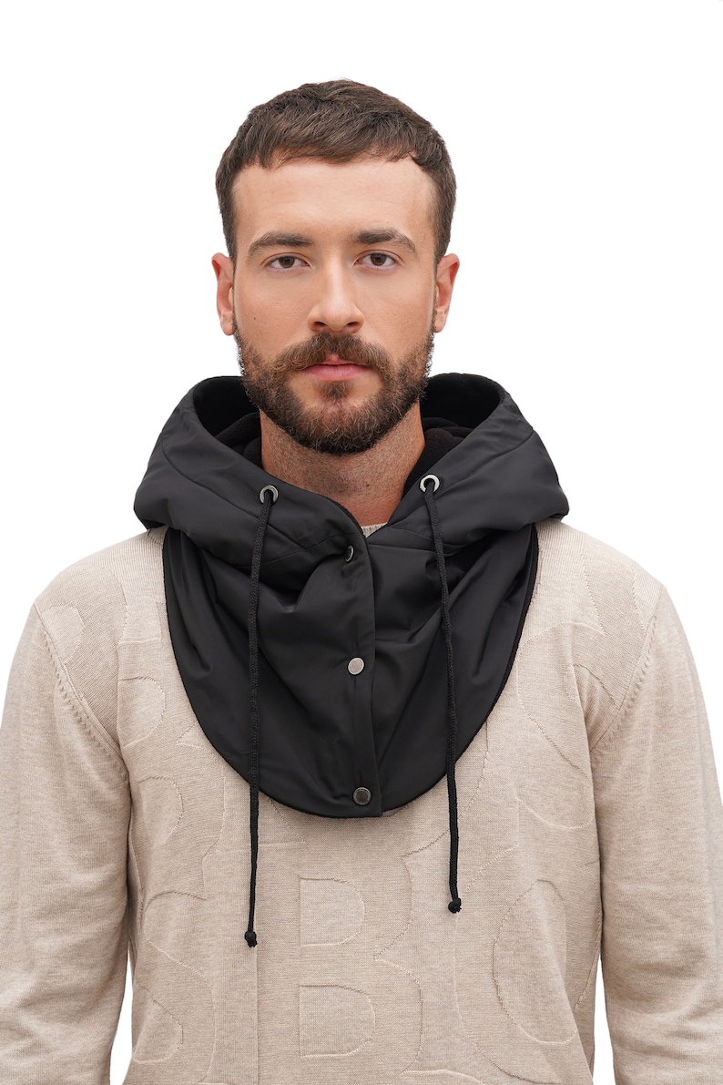 Waterproof Hooded Scarf Fleece Winter Rain and Snow Protection Cowl ...