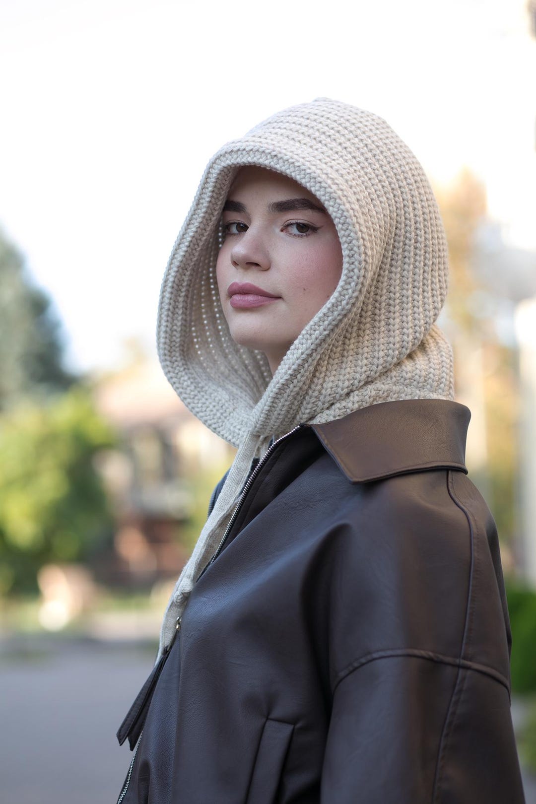 Rib Knit Hooded Scarf Snood for Women - Etsy