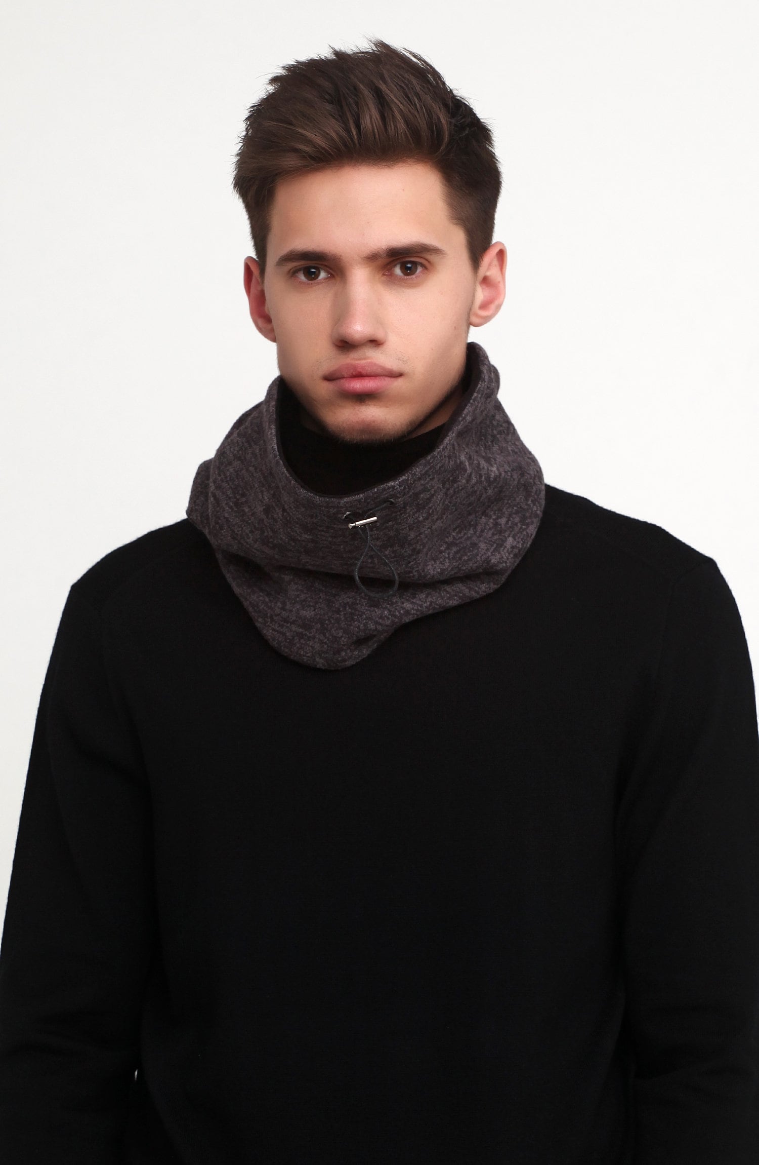 Black fleece neckwarmer Neckwarmer for men Warm mens scarf | Etsy