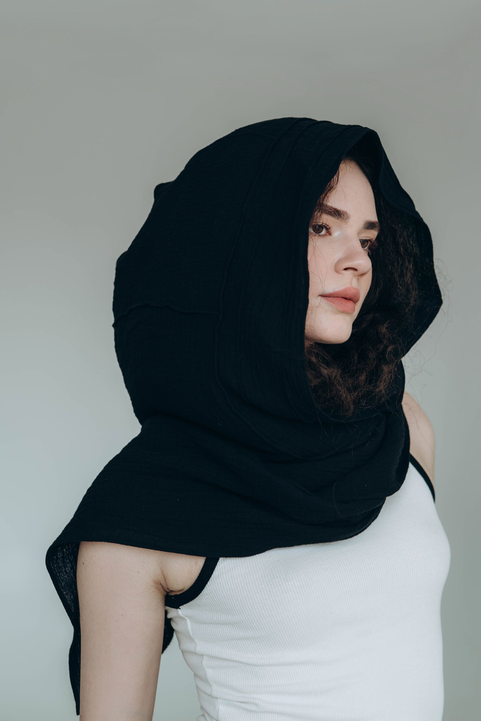 Sun Ptotection Hooded Scarf Cosplay Festival Maxi Hood With Long Scarf ...