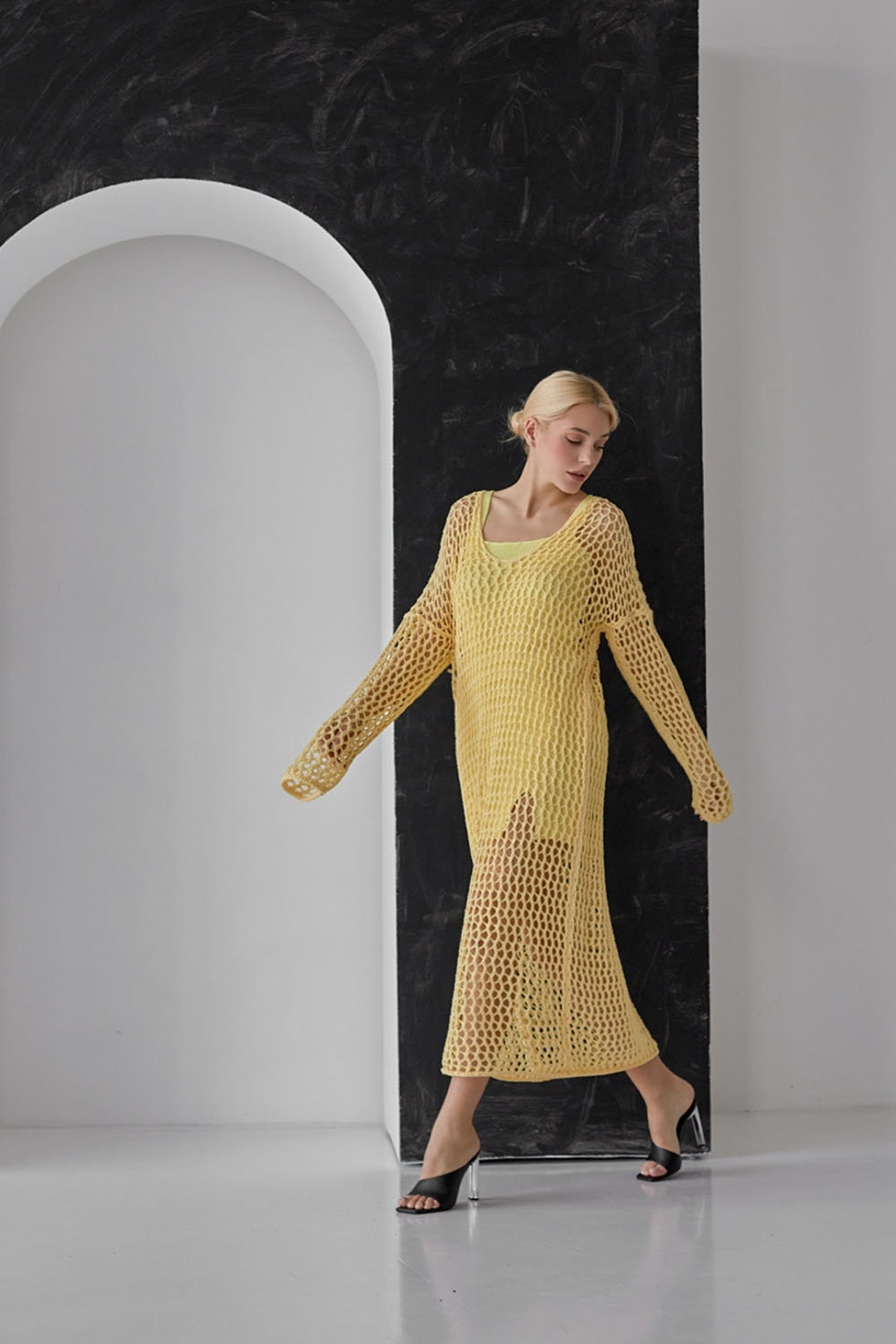 Mesh Knit Dress Long Oversized Knit Overdress Cover Up - Etsy