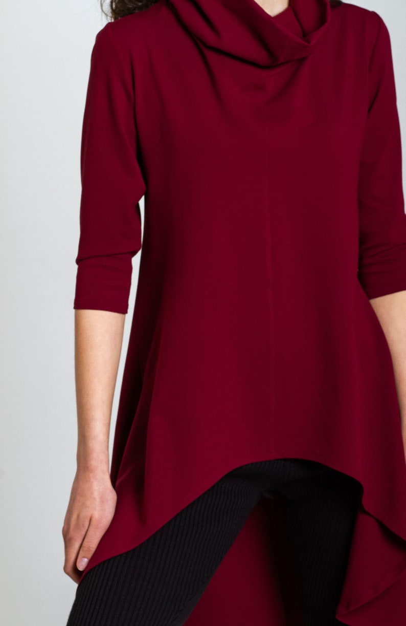 A Line Jersey Top Tunic Loose Tunic Asymmetric Hi Low Tunic - Etsy