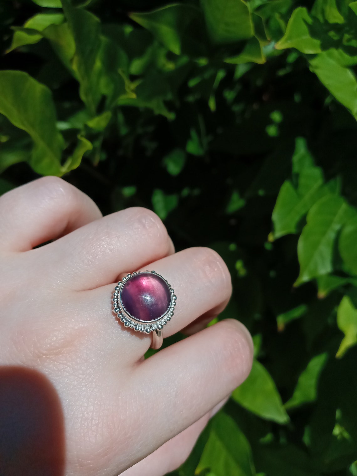 The Susan Ring Fluorite and Sterling Silver Ring with Halo | Etsy