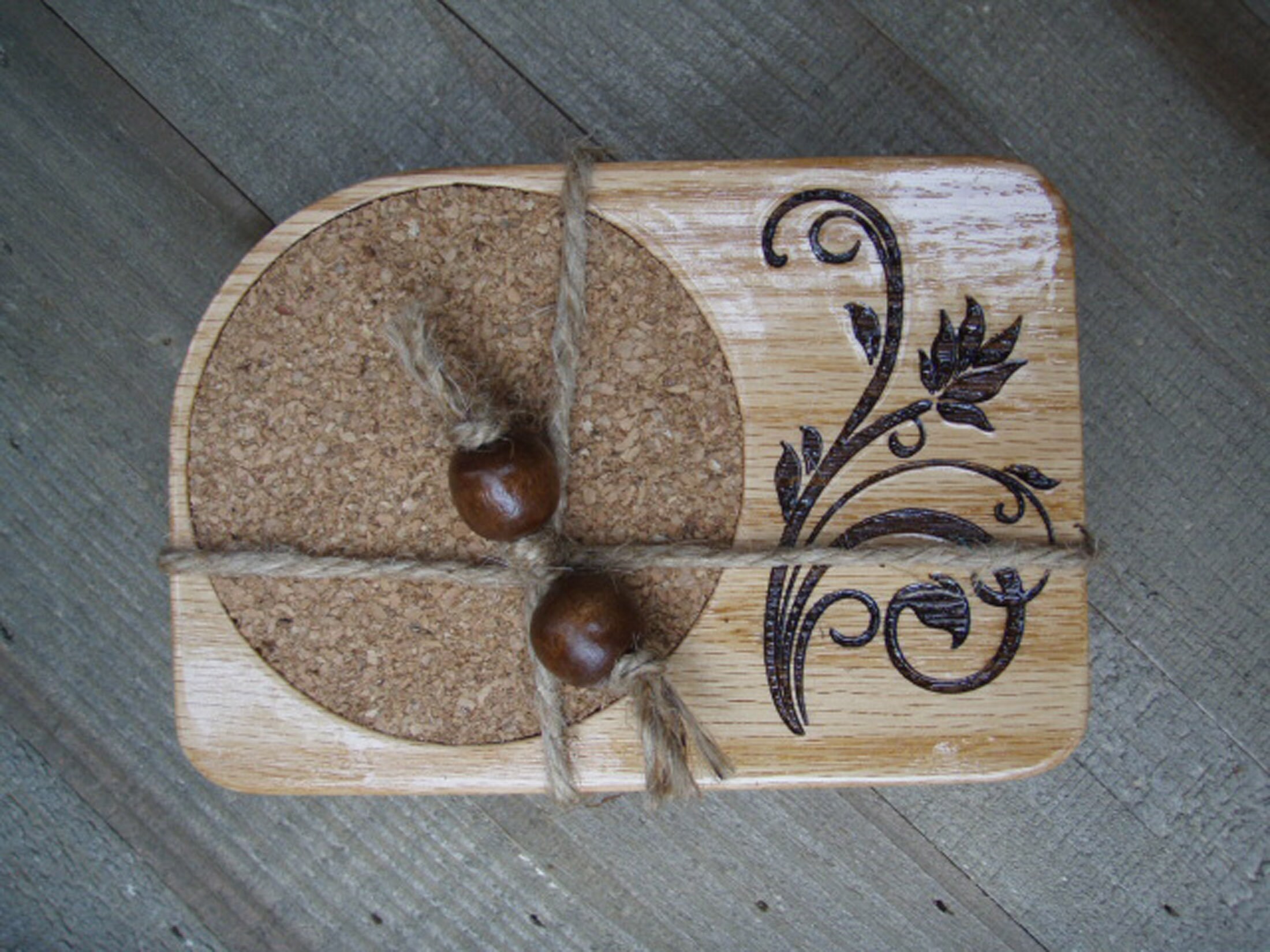 Set of 4 Custom Wood Coasters, Laser Engraved Coasters, Oak Coasters ...