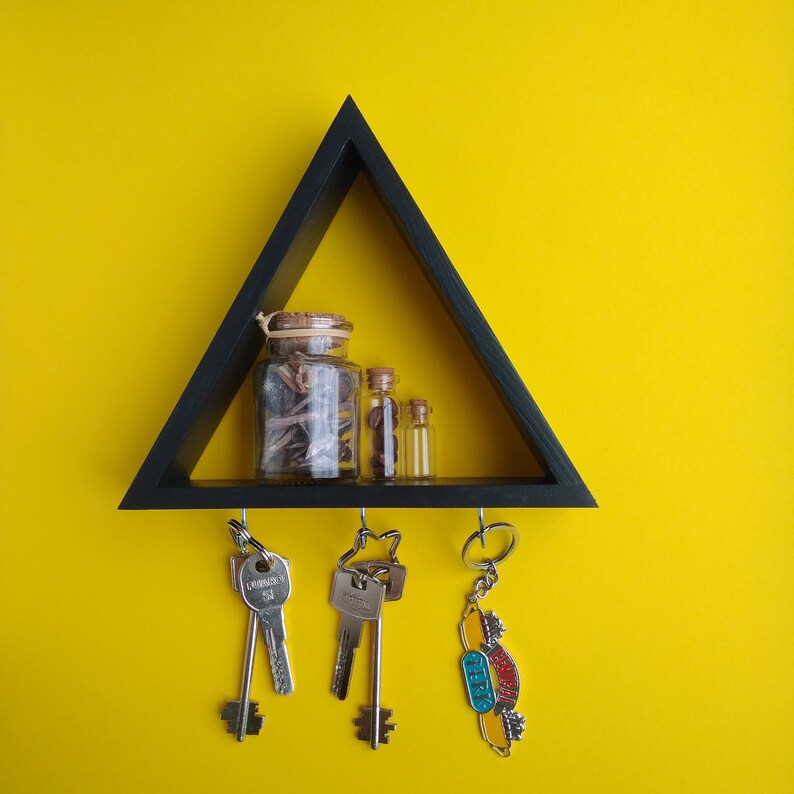 Wall Wood Triangle Key Rack Mini Shelf - Etsy