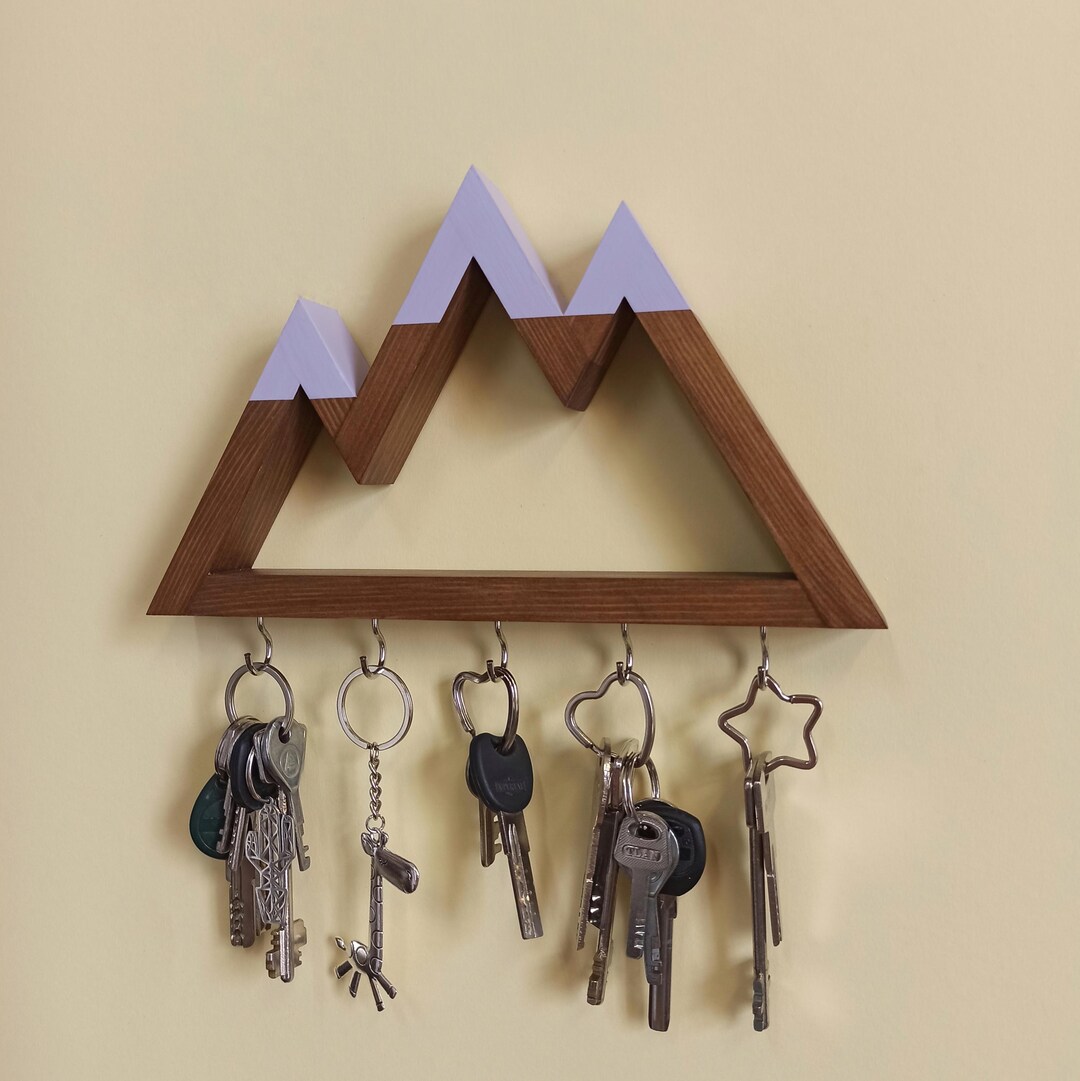 Mountain Wall Key Holder | Wooden Key Rack, Ski Decor - Etsy