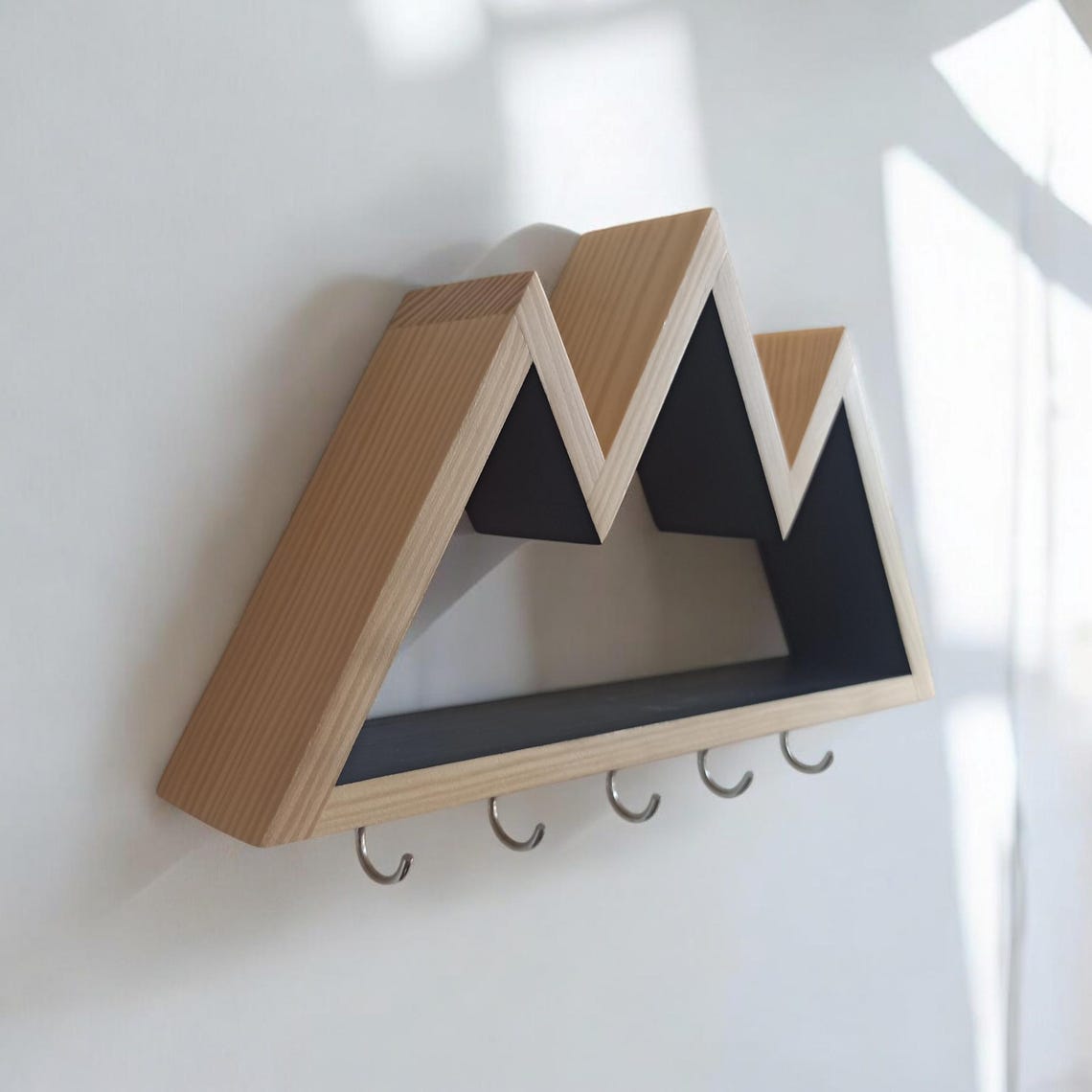 Wooden Key Hanger in Unique Mountain Design - Etsy