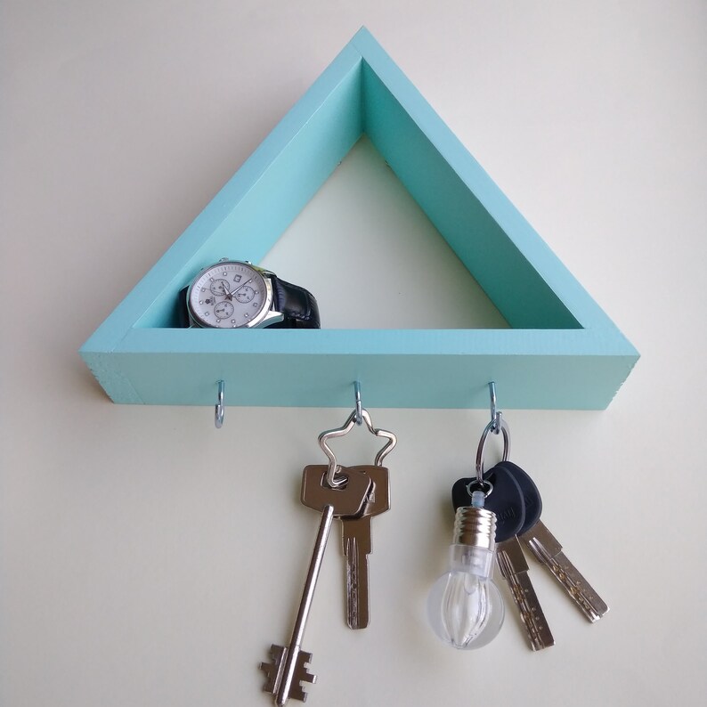 Wall Wood Triangle Key Rack Mini Shelf | Etsy