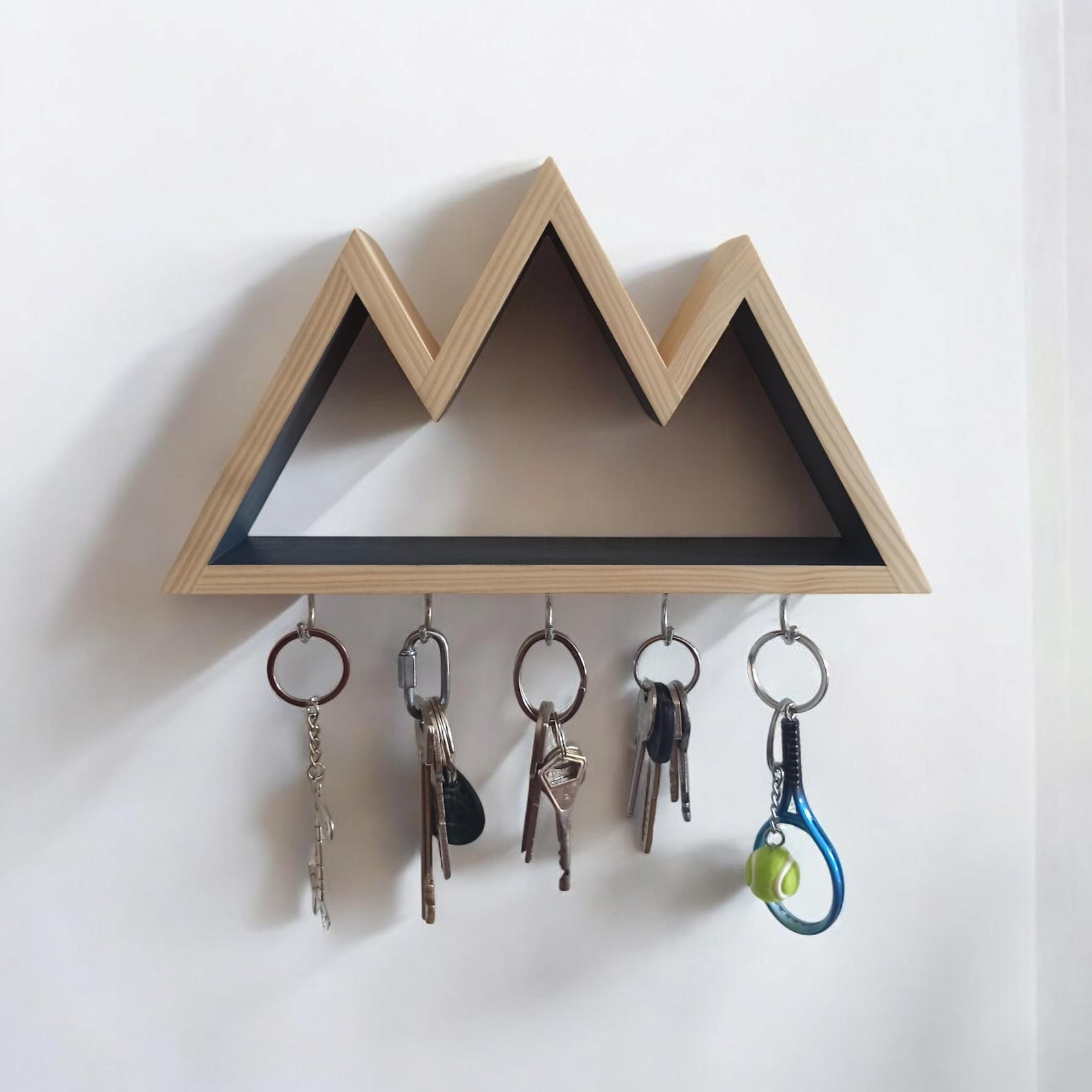 Wooden Key Hanger in Unique Mountain Design - Etsy