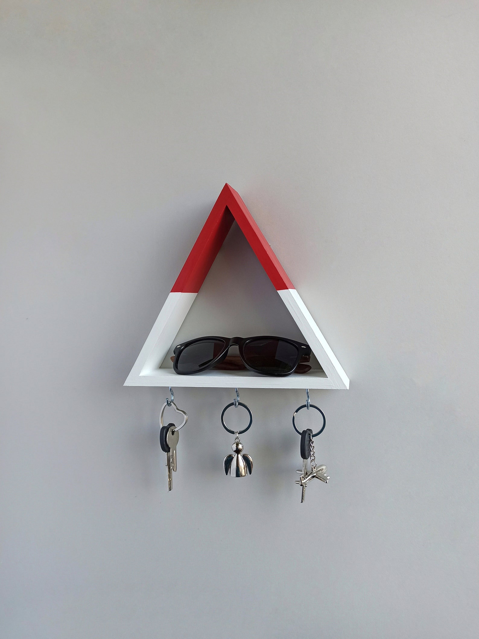 Triangle Small Shelf With Hooks Underneath - Etsy