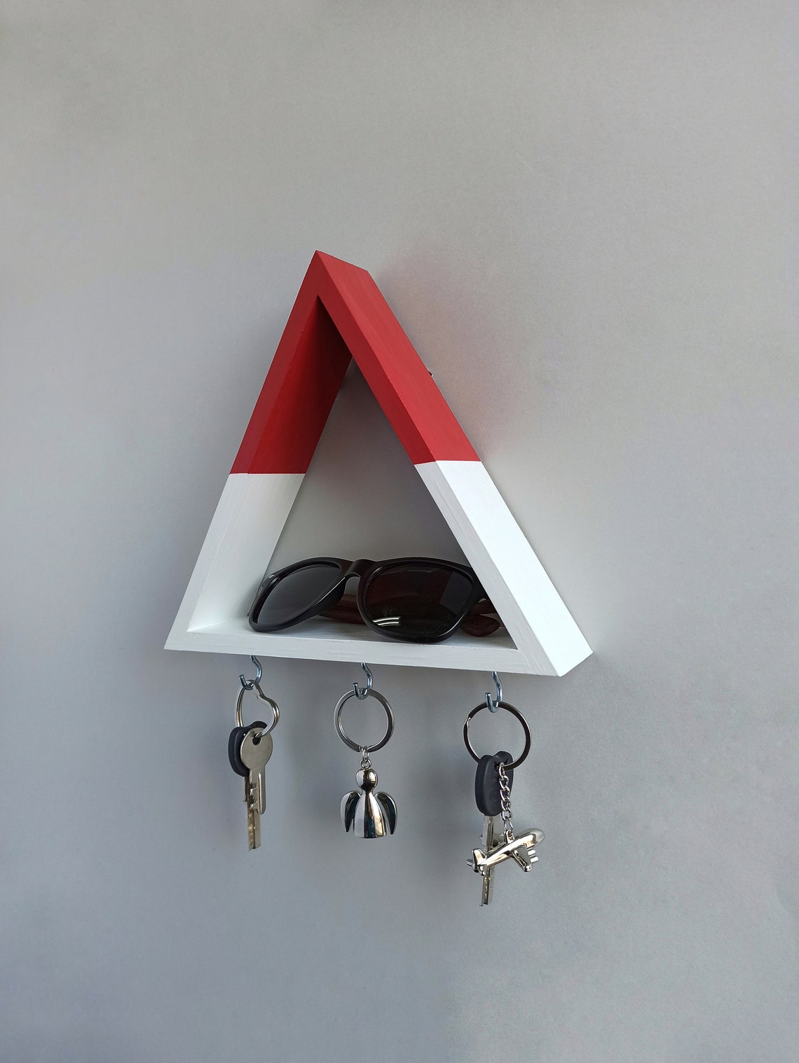 Triangle Small Shelf With Hooks Underneath - Etsy