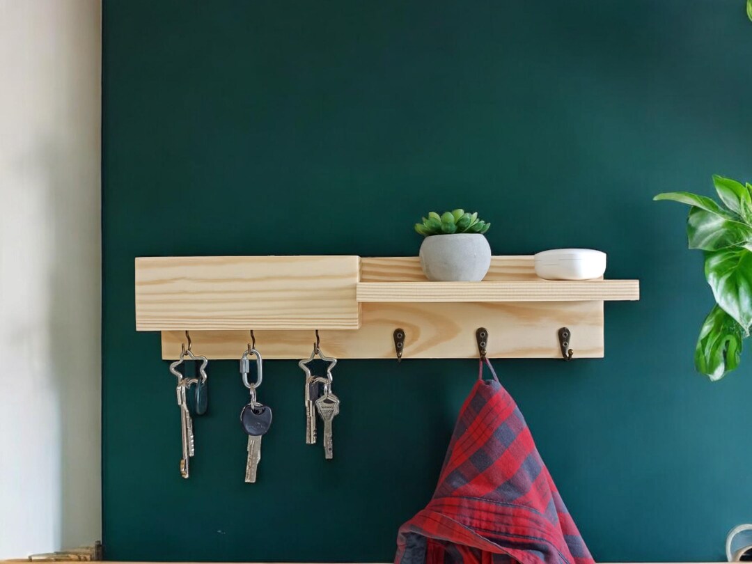Wooden Entryway Organizer | Handmade Coat & Key Rack - Etsy