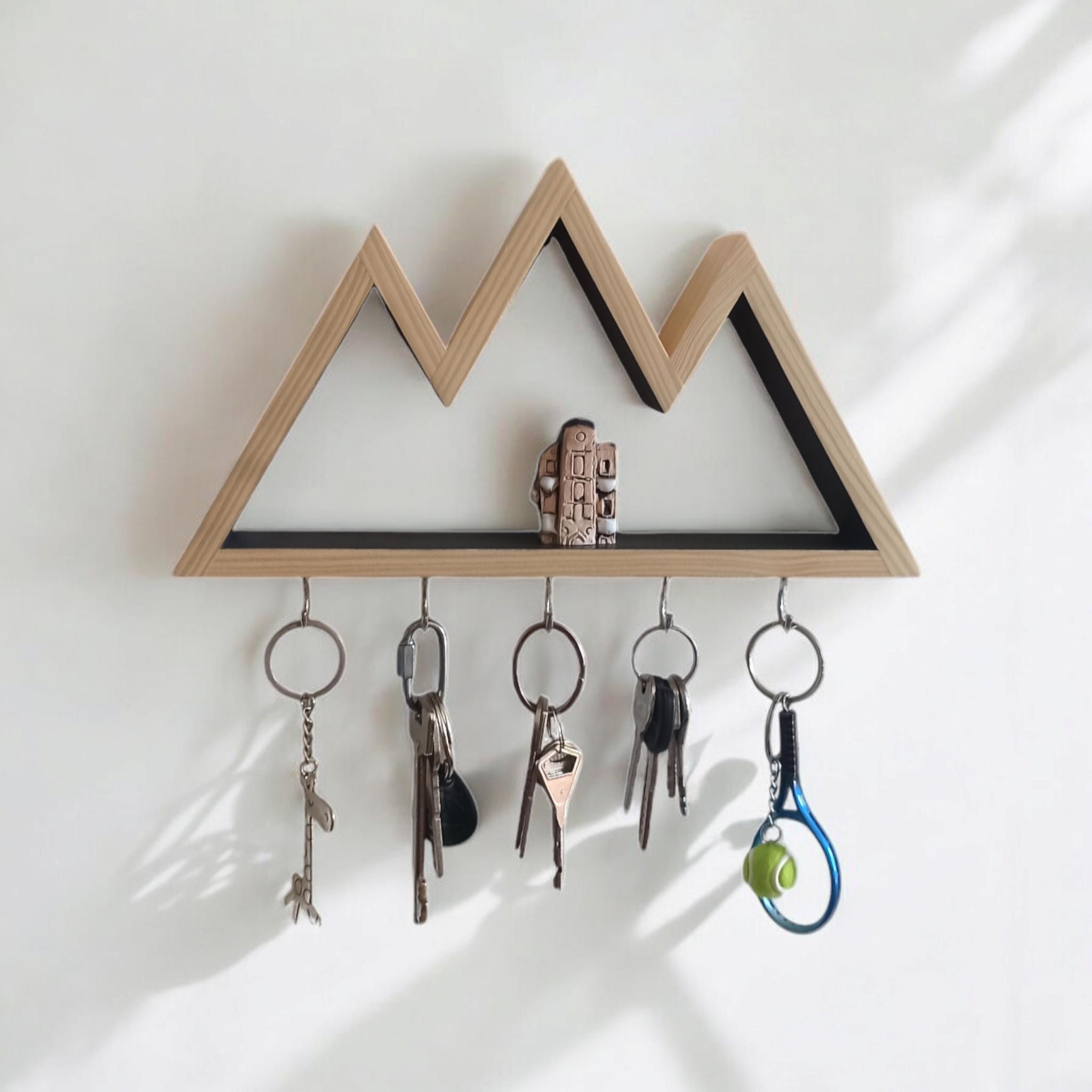 Wooden Key Hanger in Unique Mountain Design - Etsy