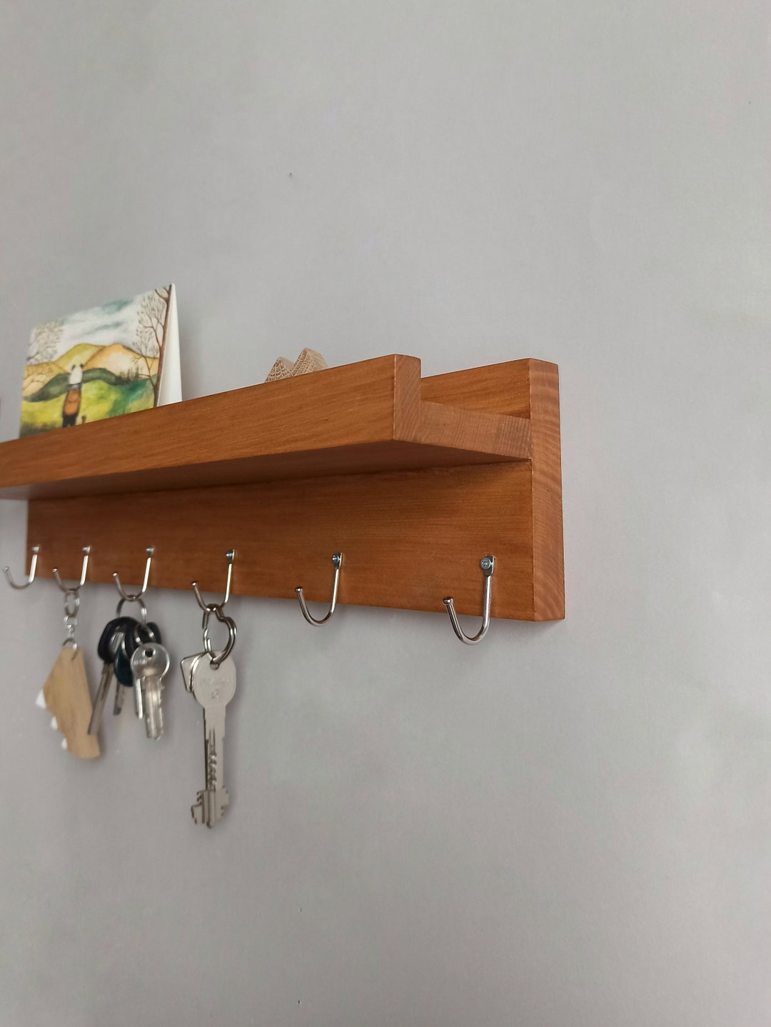 Entryway Floating Shelf With Hooks for Clothes and Keys - Etsy