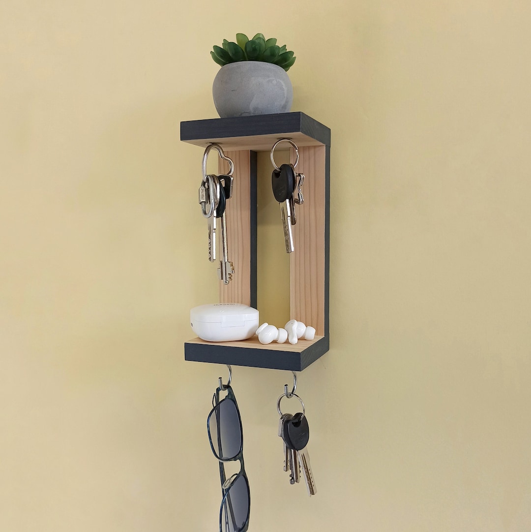 Small Shelf With Magnets and Hooks for Keys - Etsy