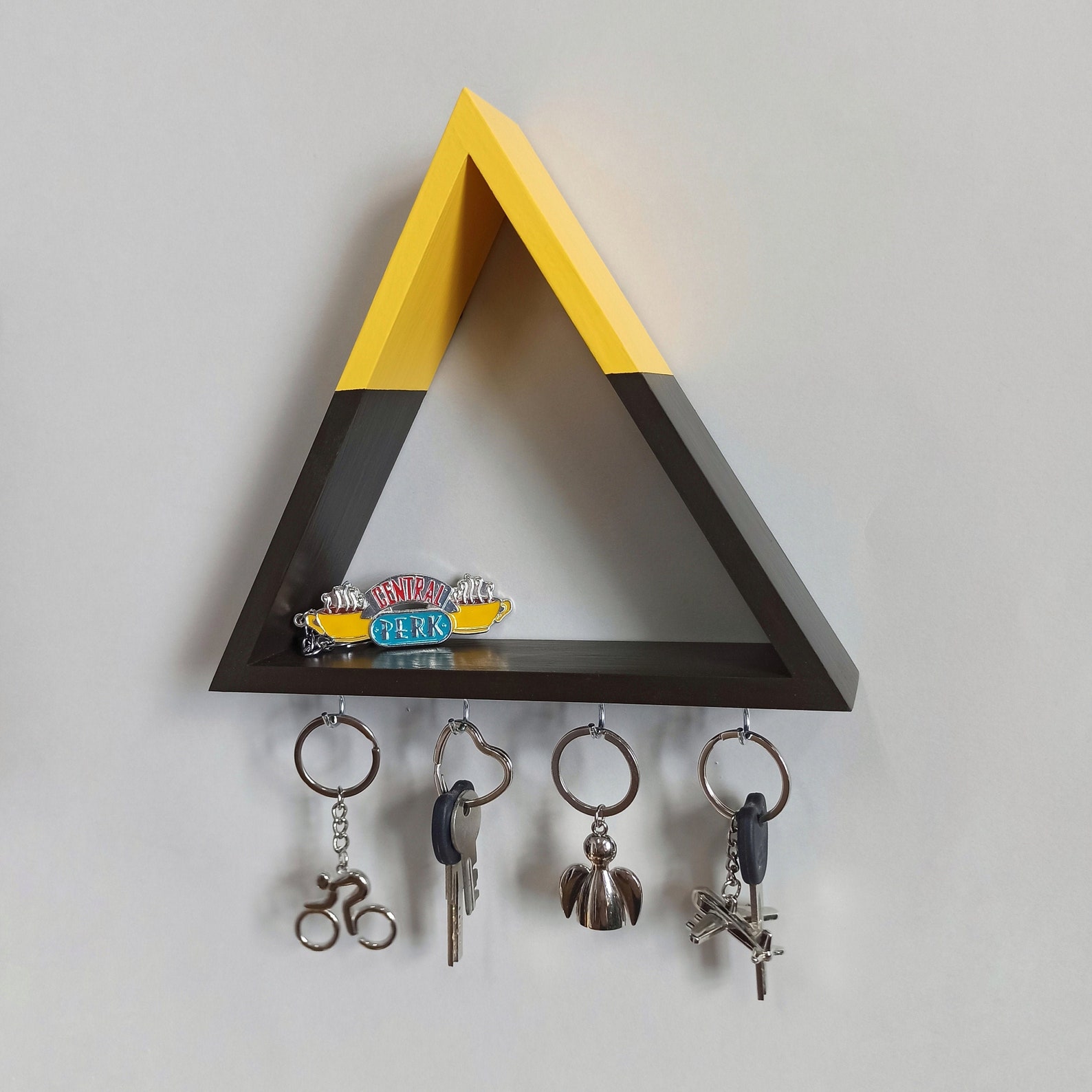 Triangle Small Shelf With Hooks Underneath - Etsy