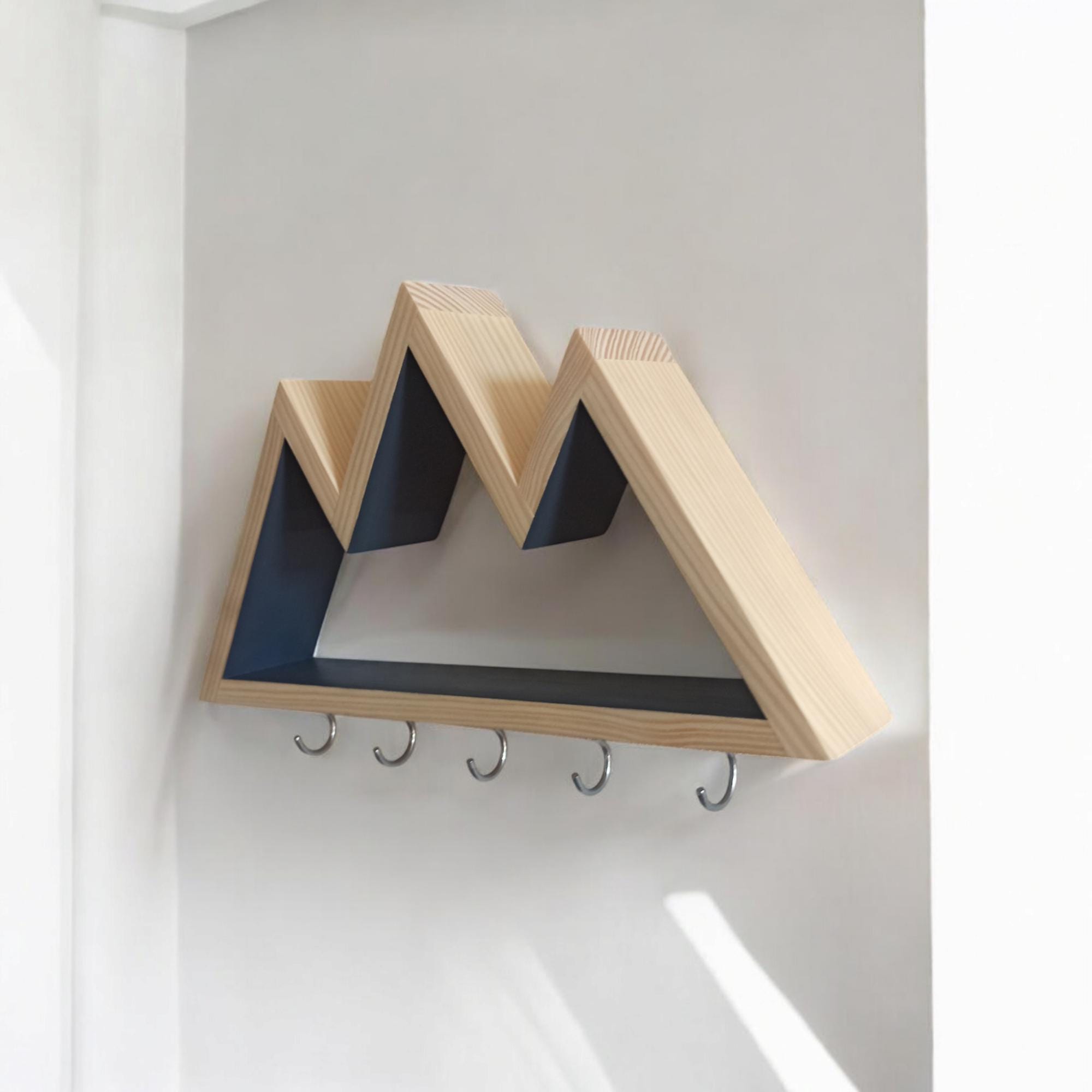 Wooden Key Hanger in Unique Mountain Design - Etsy