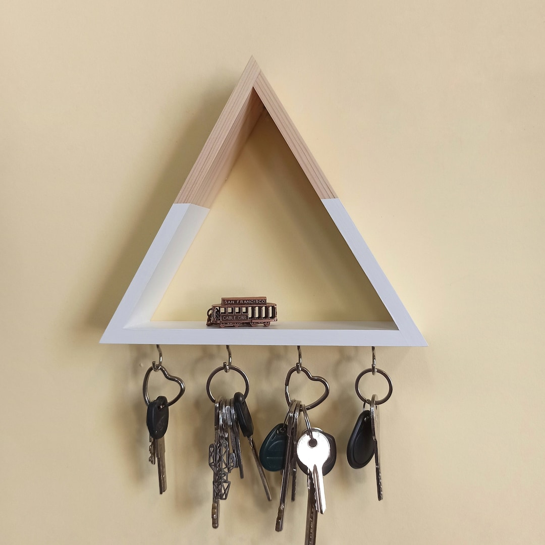 Triangle Small Shelf With Hooks - Etsy