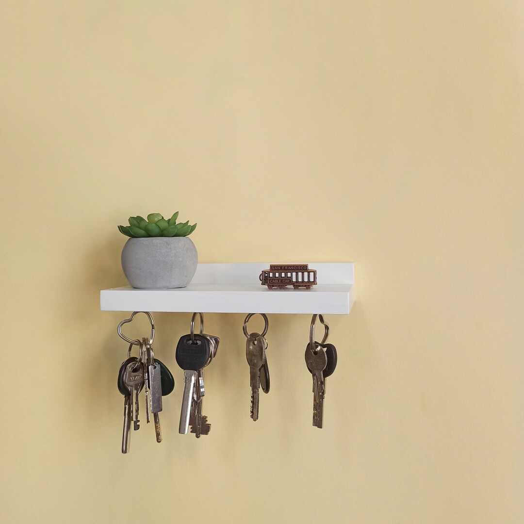 Wooden Shelf With Magnets for Keys Wall Key Holder Small Entryway Wall ...