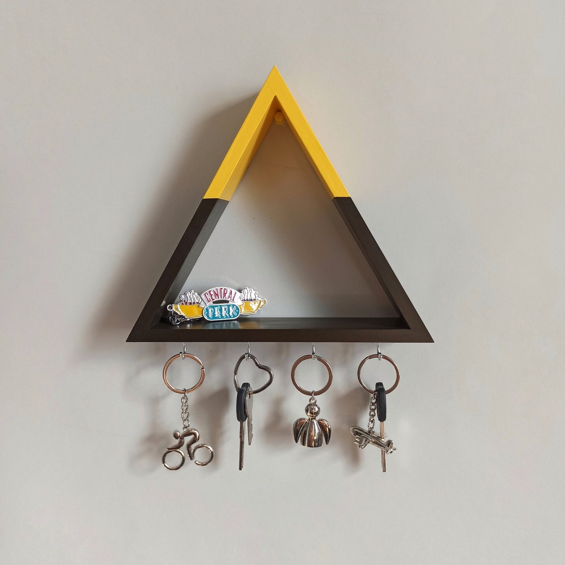 Triangle Small Shelf With Hooks Underneath - Etsy