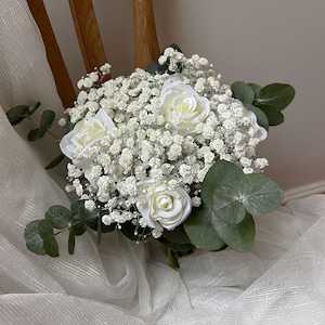 Eucalyptus Babys Breath Rose Bridal Bouquet Bridesmaid Gift - Etsy
