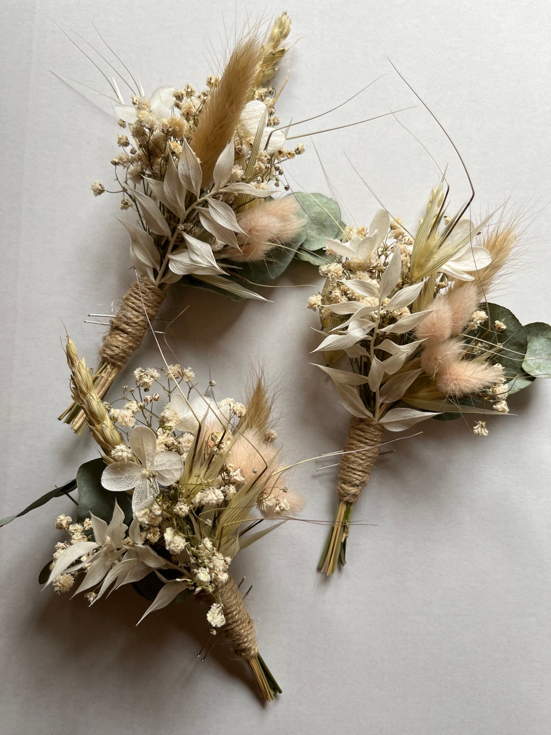 1/3/5/7 Rustic Dried Flower Buttonhole // for Wedding Baptism Birthday ...