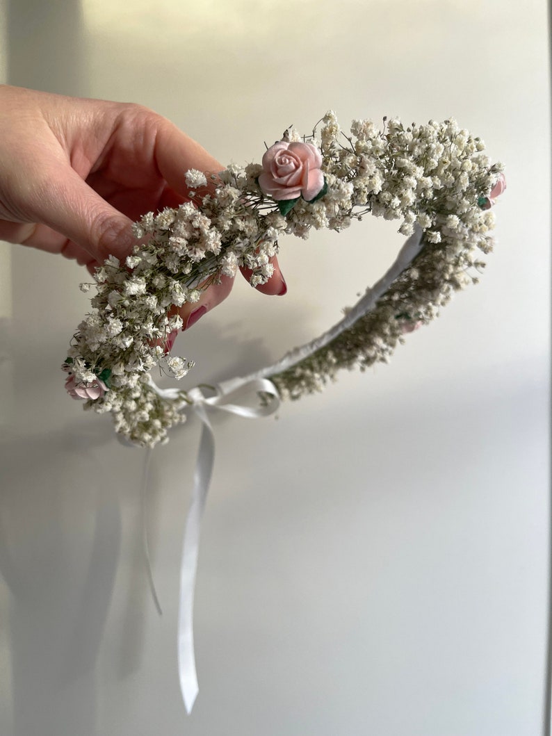 Dried Gypsophila Babys Breath Flower Crown Bride Bridesmaid - Etsy