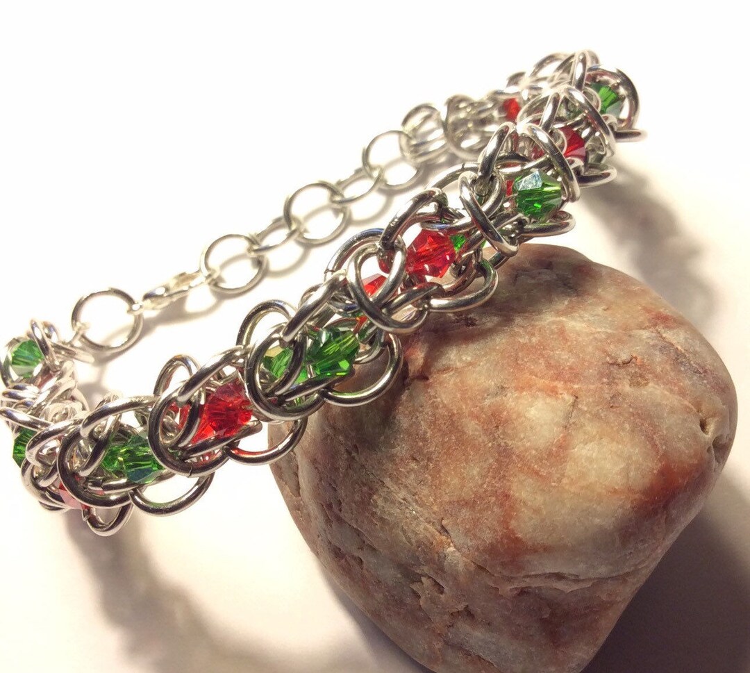 Christmas Chainmaille Bracelet Elf Weave Chainmaille With Red and Green ...