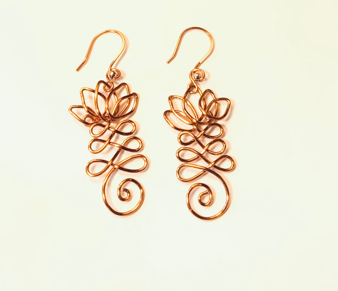 Antique Copper Unalome With Lotus Earrings - Etsy