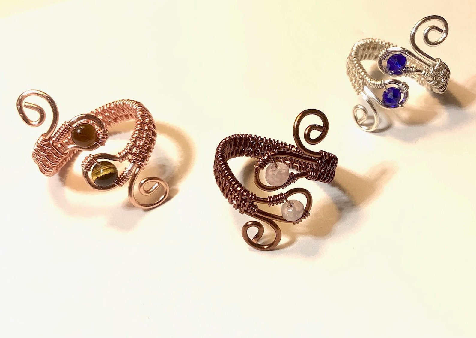 Wire Woven Swirly Double Bead Ring - Etsy