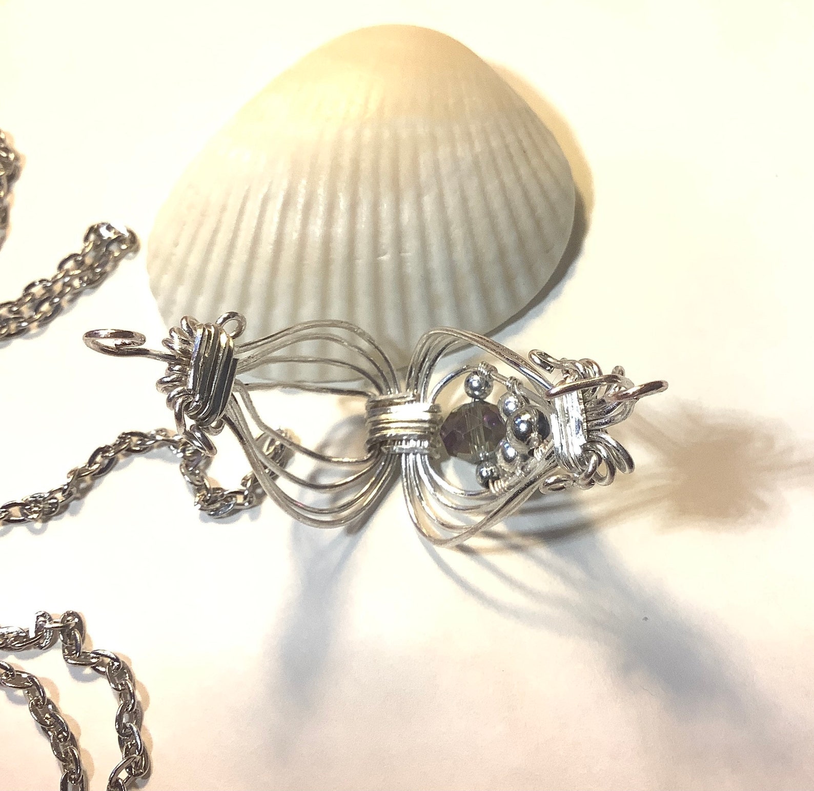 Wire Wrap Hinged Cage Teardrop Shape Pendant Necklace - Etsy