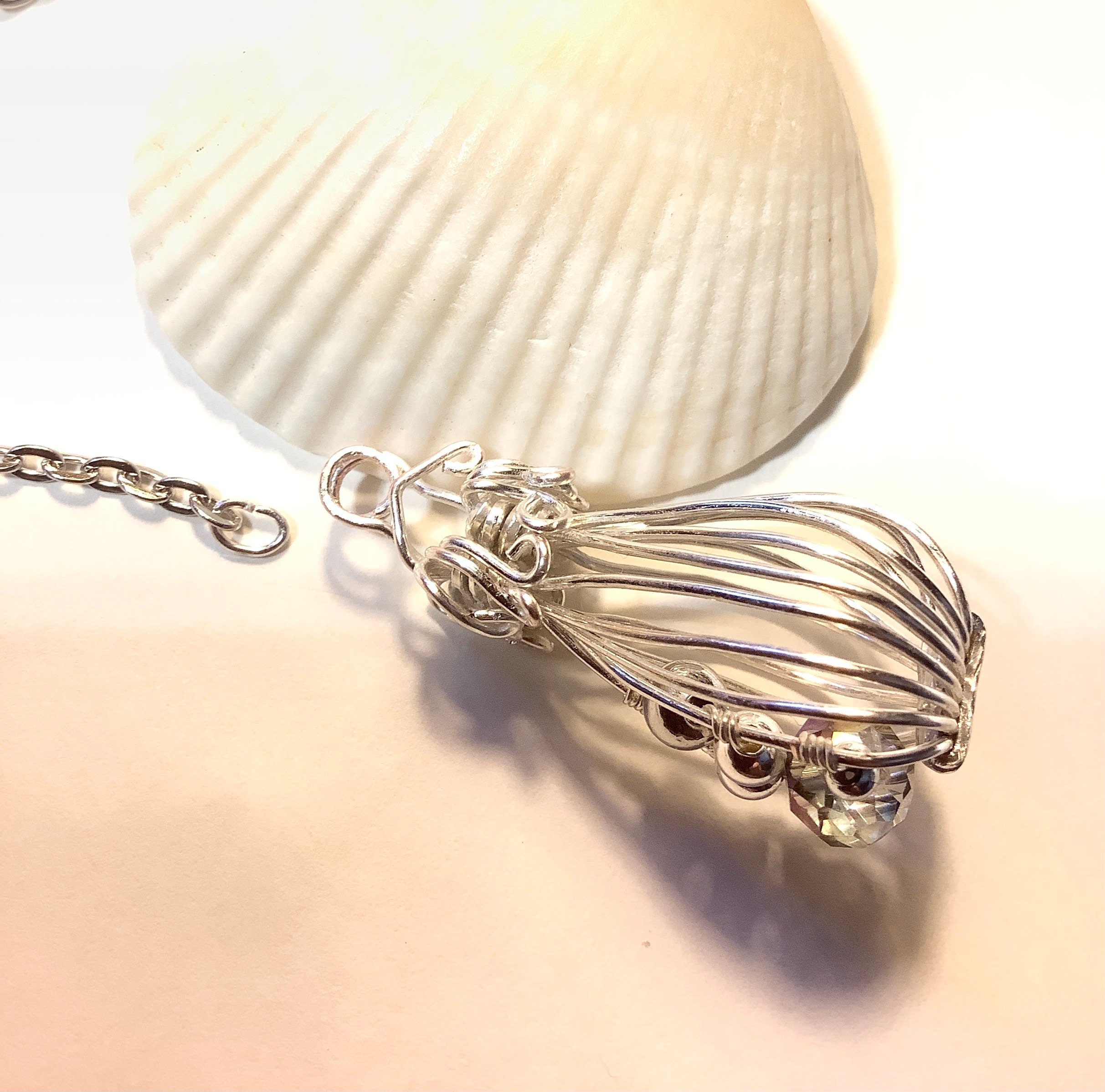 Wire Wrap Hinged Cage Teardrop Shape Pendant Necklace - Etsy