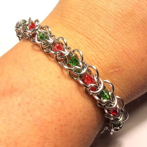 Christmas Chainmaille Bracelet Elf Weave Chainmaille With Red and Green ...