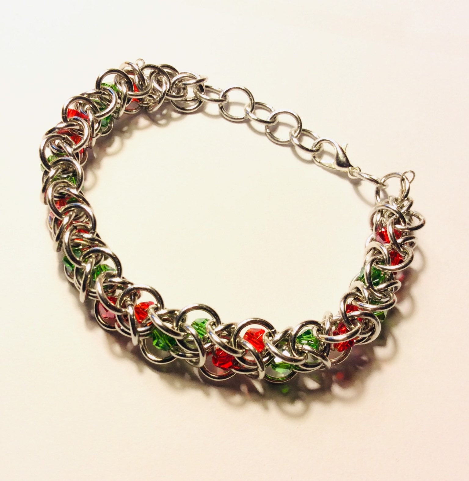 Christmas Chainmaille Bracelet Elf Weave Chainmaille With Red - Etsy
