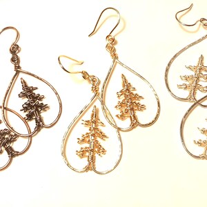 Teardrop Shape Wire Wrap Pine Tree Earrings - Etsy