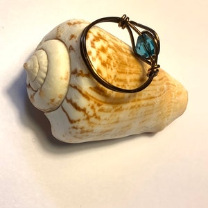 Blue Zircon Bicone Ring With Vintage Bronze Band - Etsy