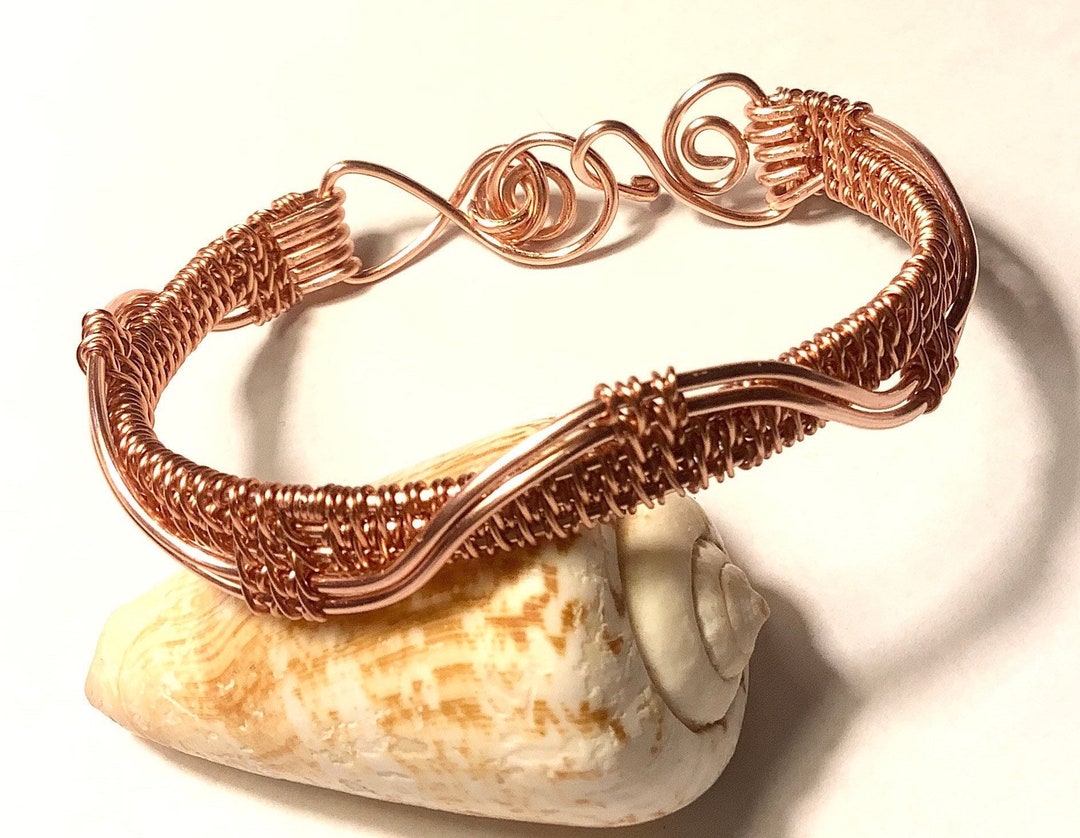 Wavy Wire Woven Cuff Bracelet Copper Silver or Gold - Etsy