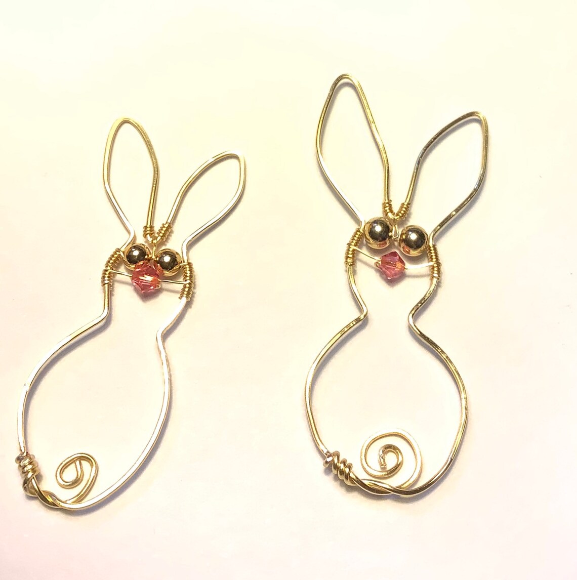 Gold Wire Bunny Rabbit Pendant Necklace With Round Gold Bead - Etsy