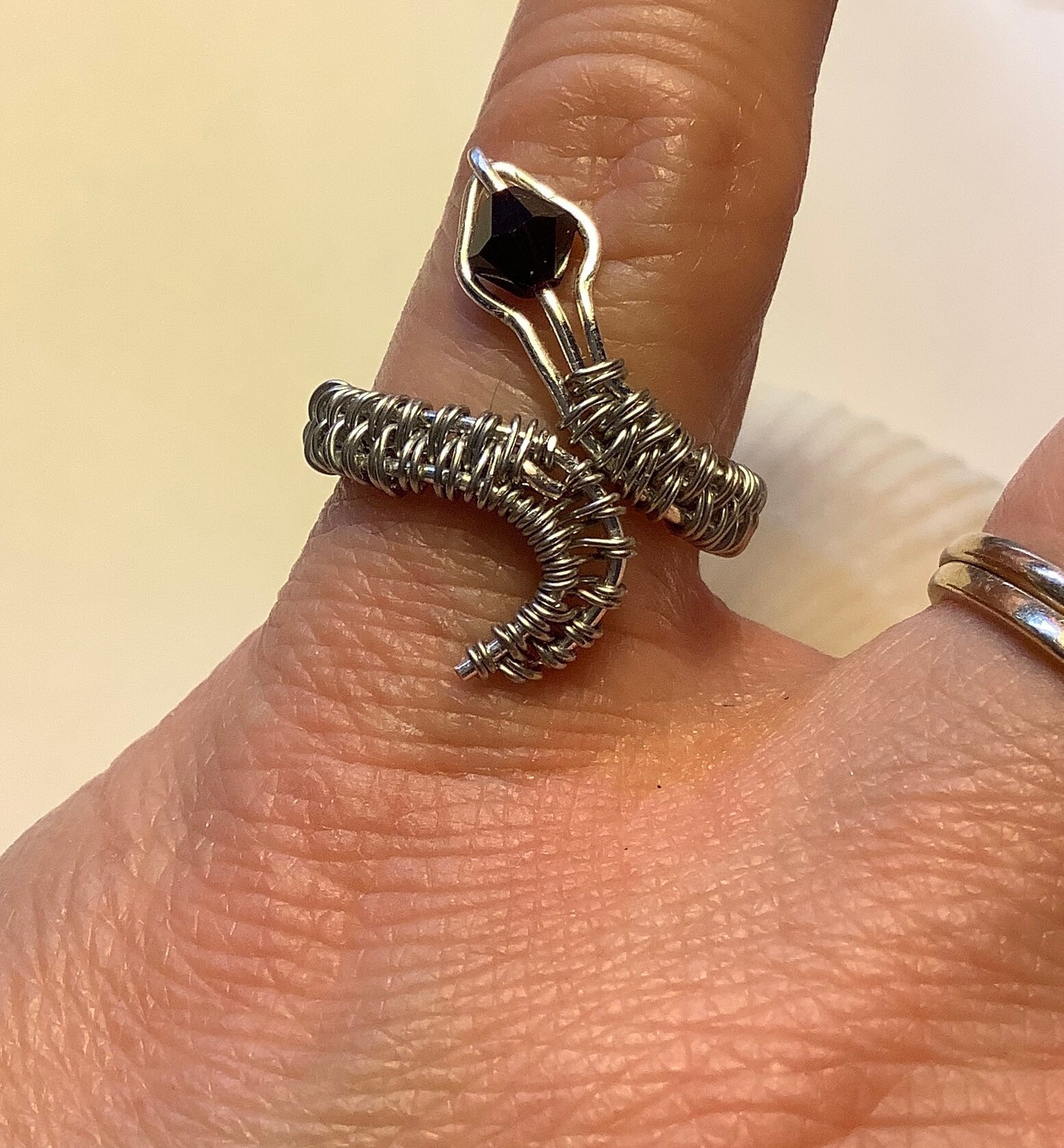 Silver Wire Weave Snake Ring With Red Garnet Crystal Bicone Bead - Etsy
