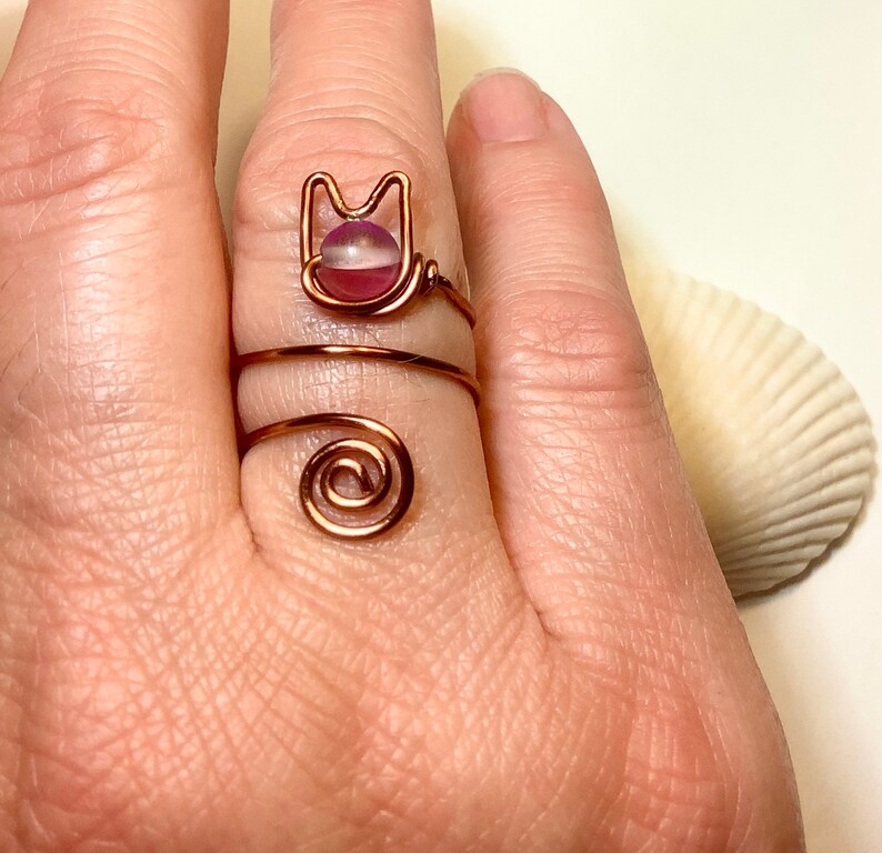 Wire Wrap Cat Ring With Choice of Wire Color - Etsy